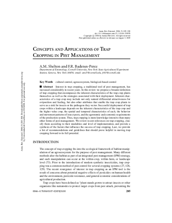 (PDF) Concepts and Applications of Trap Cropping in Pest Management