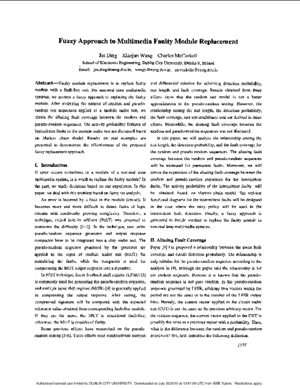 (PDF) Fuzzy approach to multimedia faulty module replacement