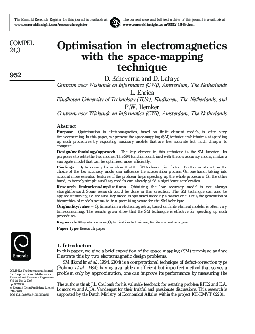 (PDF) Optimisation in electromagnetics with the space‐mapping technique