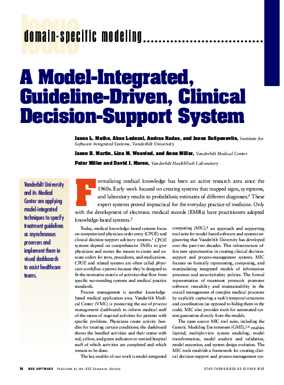 (PDF) A Model-Integrated, Guideline-Driven, Clinical Decision-Support System