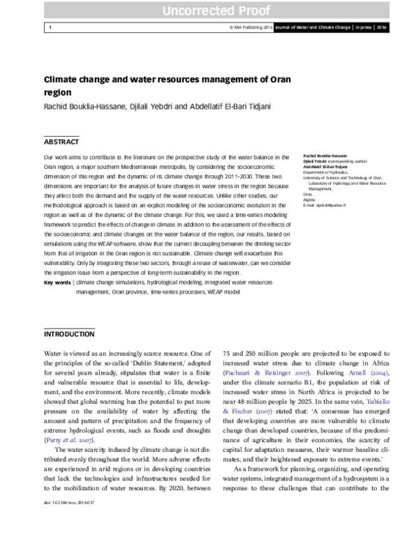 (PDF) Climate change and water resources management in arid and semi ...
