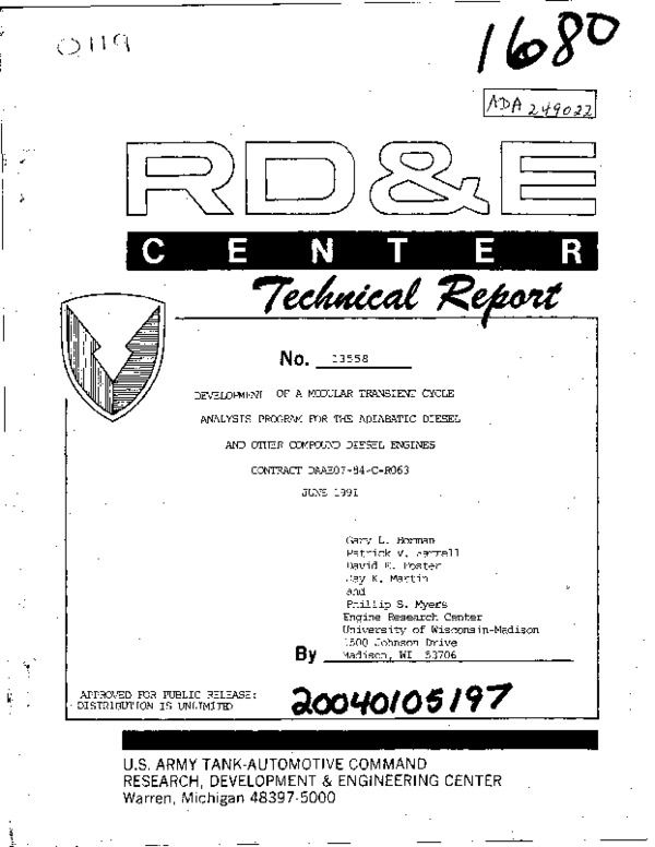 (PDF) Development of a Modular Transient Cycle Analysis Program for the ...