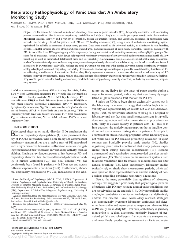 (PDF) Respiratory Pathophysiology of Panic Disorder: An Ambulatory ...