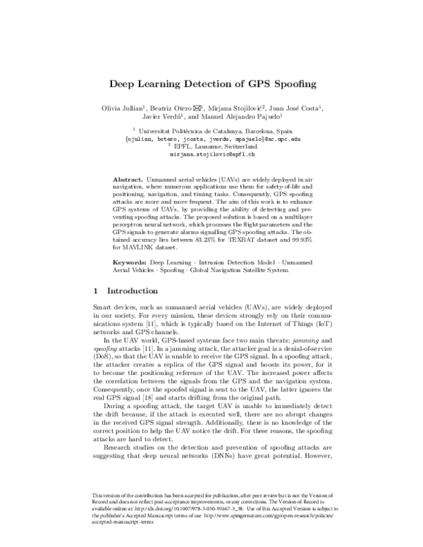 (PDF) Deep Learning Detection of GPS Spoofing