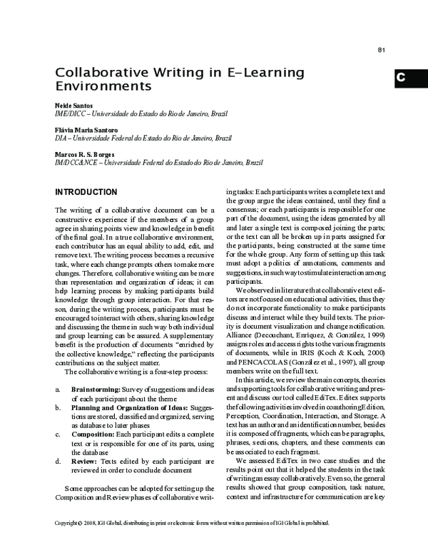 (PDF) Collaborative Writing in E-Learning Environments