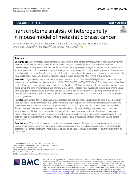 (PDF) Transcriptome analysis of heterogeneity in mouse model of ...