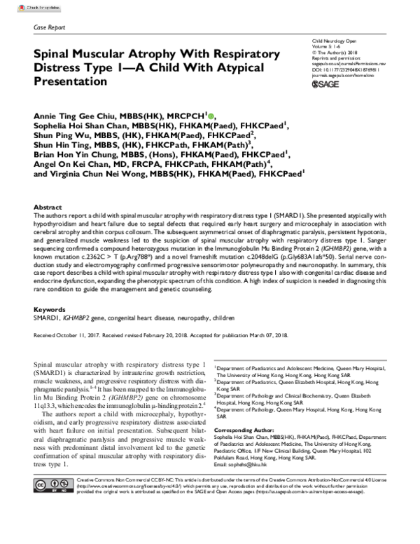 (PDF) Spinal Muscular Atrophy With Respiratory Distress Type 1—A Child ...