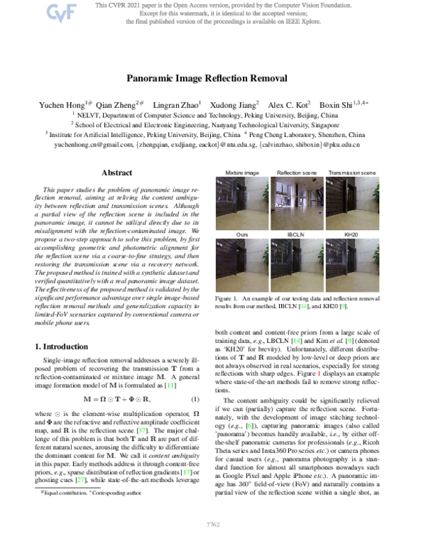 (PDF) Panoramic Image Reflection Removal