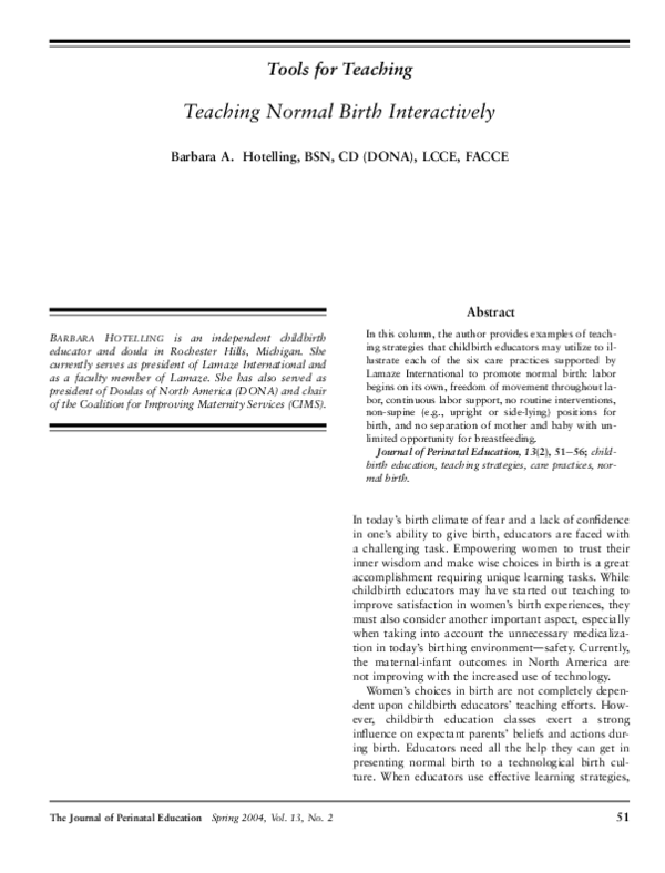 (PDF) Teaching Normal Birth Interactively