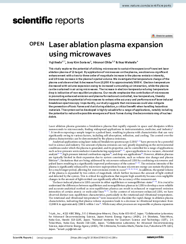(PDF) Laser ablation plasma expansion using microwaves