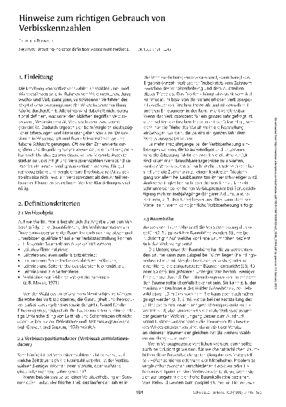 (PDF) Hinweise zum richtigen Gebrauch von Verbisskennzahlen | Guidance ...