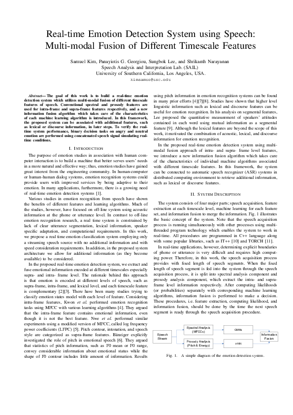 (PDF) Real-time Emotion Detection System using Speech: Multi-modal ...