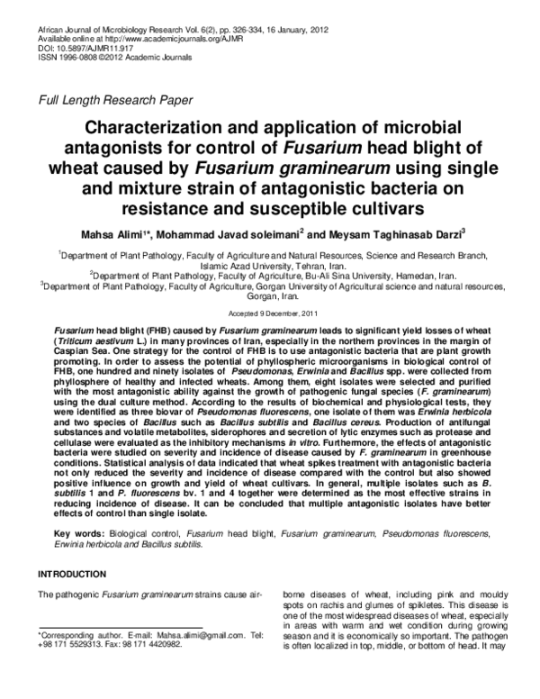 (PDF) Characterization and application of microbial antagonists for ...
