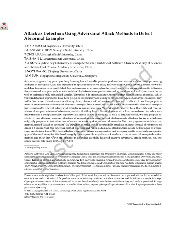 Pdf Attack As Detection Using Adversarial Attack Methods To Detect Abnormal Examples