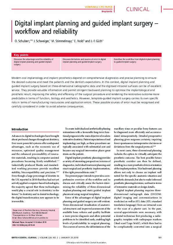 (PDF) Digital implant planning and guided implant surgery – workflow ...