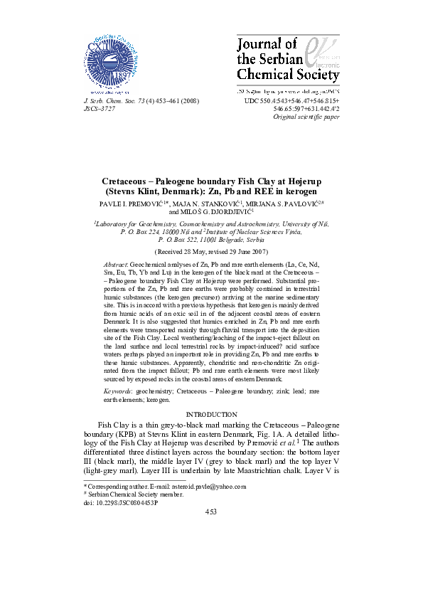 (PDF) Cretaceous-Paleogene boundary Fish Clay at Højerup (Stevns Klint ...