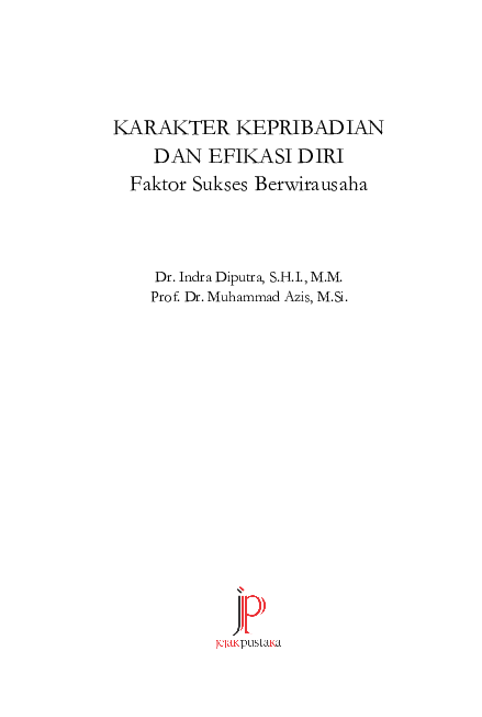 (PDF) KARAKTER KEPRIBADIAN DAN EFIKASI DIRI (Faktor Sukses Berwirausaha)