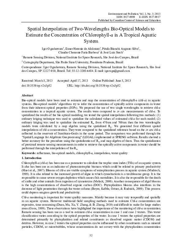 (PDF) Spatial Interpolation of Two-Wavelengths Bio-Optical Models to ...
