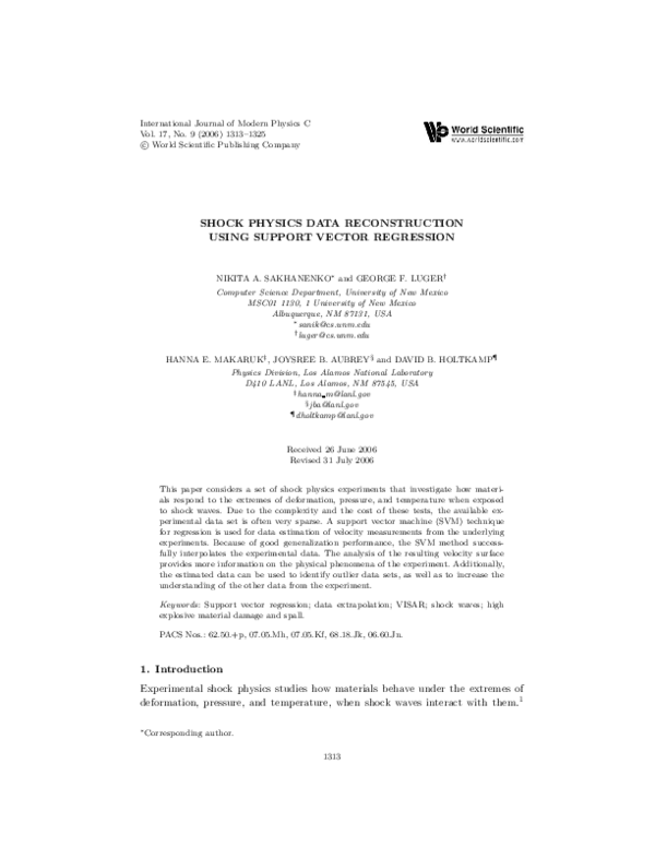 (PDF) Shock Physics Data Reconstruction Using Support Vector Regression | Hanna Makaruk ...