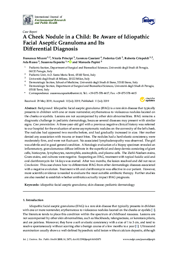 (PDF) A Cheek Nodule in a Child: Be Aware of Idiopathic Facial Aseptic ...