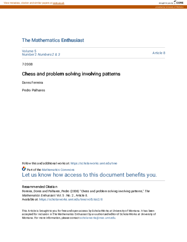 (PDF) Chess and problem solving involving patterns