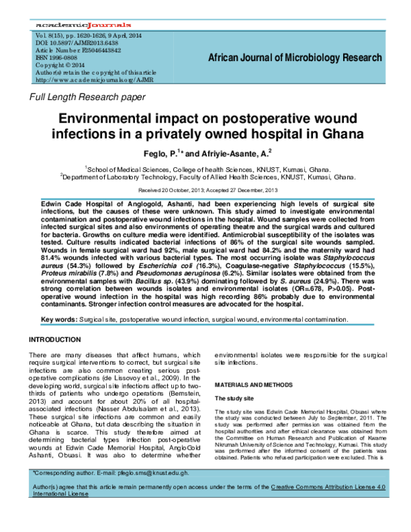 (PDF) Environmental impact on postoperative wound infections in a ...