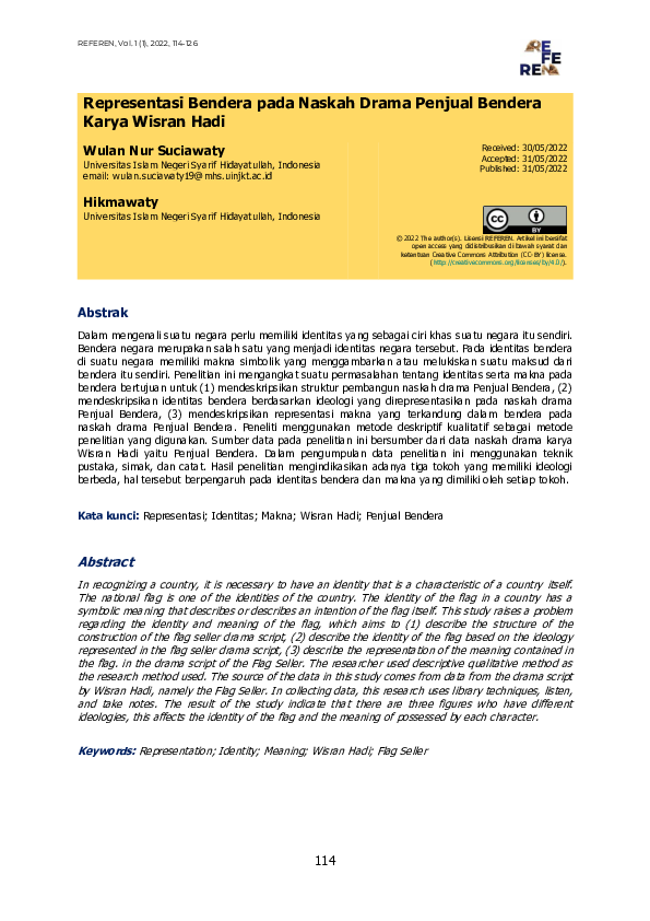 (PDF) Representasi Bendera pada Naskah Drama Penjual Bendera Karya Wisran Hadi