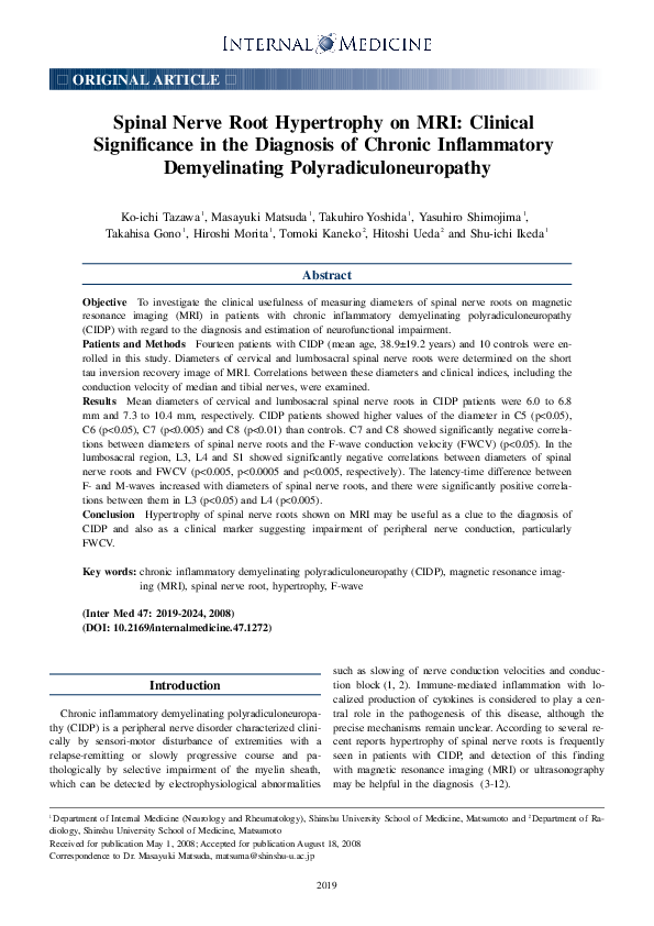 (PDF) Spinal Nerve Root Hypertrophy on MRI: Clinical Significance in ...