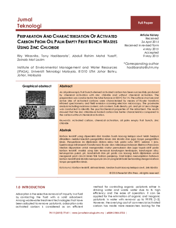 (PDF) Preparation and Characterization of Activated Carbon from Oil Palm Empty Fruit Bunch ...