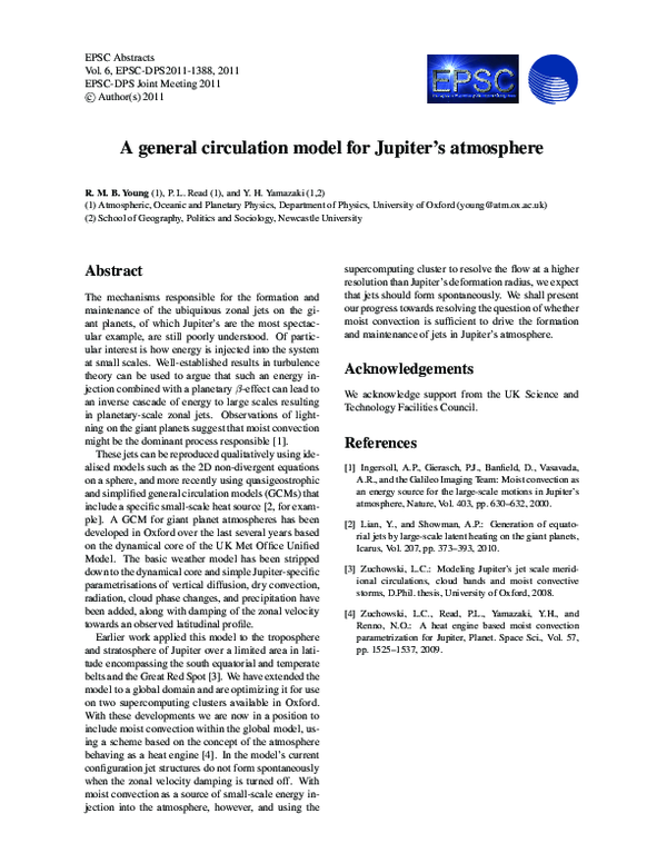 (PDF) A general circulation model for Jupiter’s atmosphere