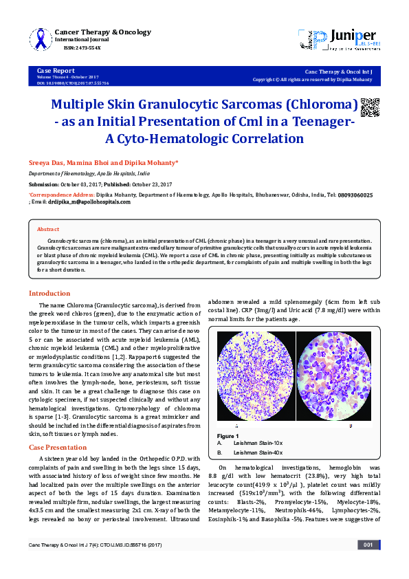 (PDF) Multiple Skin Granulocytic Sarcomas (Chloroma) - as an Initial ...