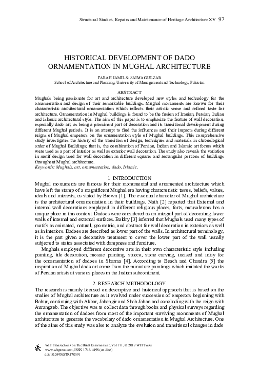 (PDF) Historical Development of Dado Ornamentation in Mughal ...