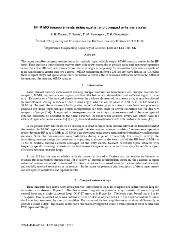 (PDF) HF MIMO measurements using spatial and compact antenna arrays