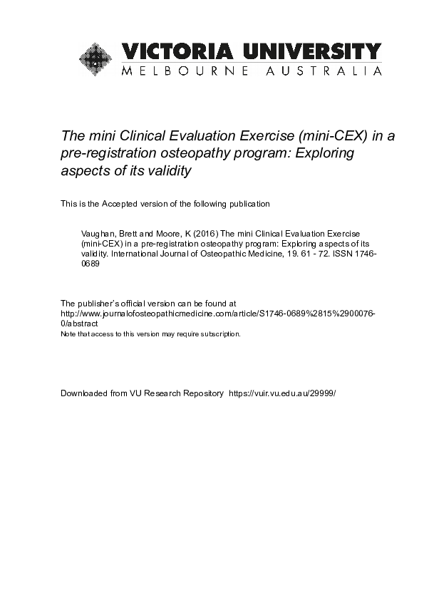 (PDF) The mini Clinical Evaluation Exercise (mini-CEX) in a pre ...