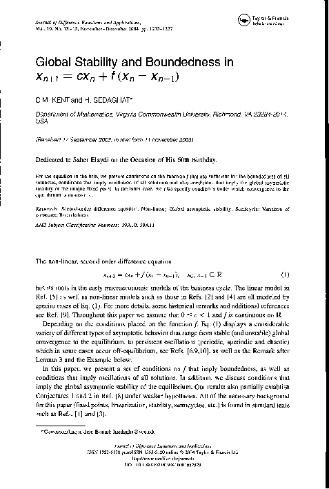 (PDF) Global Stability and Boundedness in