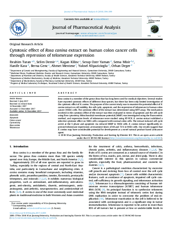 (PDF) Cytotoxic effect of Rosa canina extract on human colon cancer ...