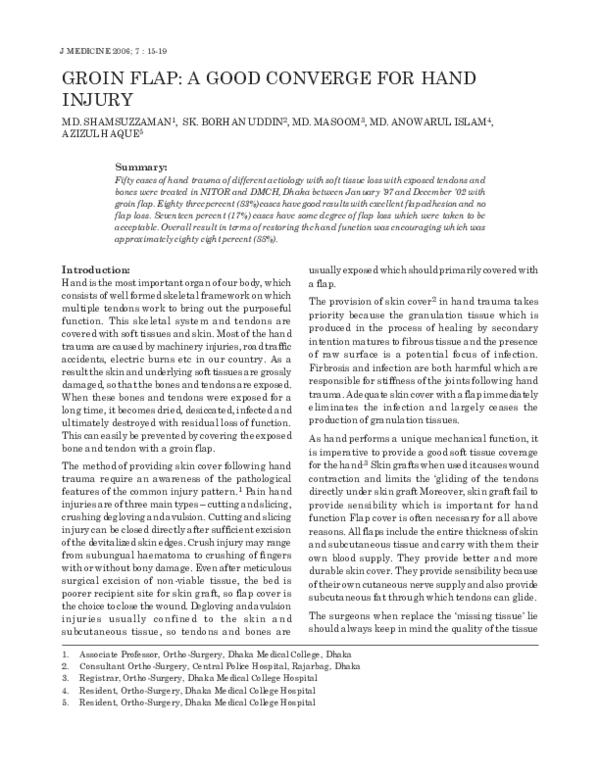 (PDF) Groin Flap: A Good Converge for Hand Injury