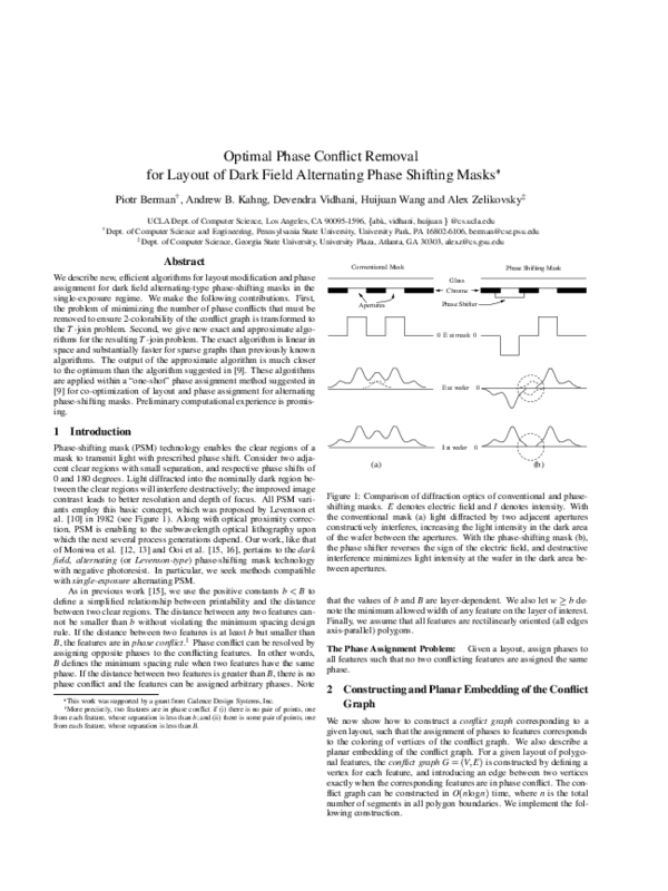(PDF) Optimal phase conflict removal for layout of dark field alternating phase shifting masks