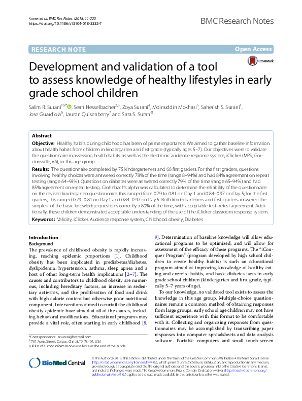 (PDF) Development and Validation of a Tool to Assess the Knowledge, Attitude and Perception of ...
