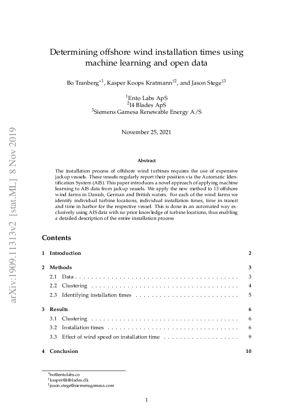 (PDF) Determining offshore wind installation times using machine learning and open data