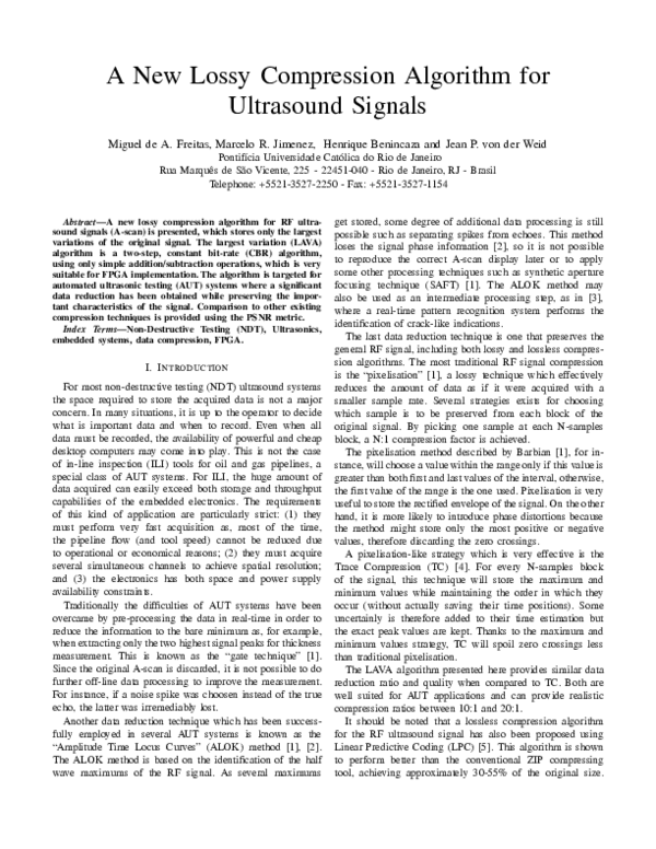 (PDF) A new lossy compression algorithm for ultrasound signals