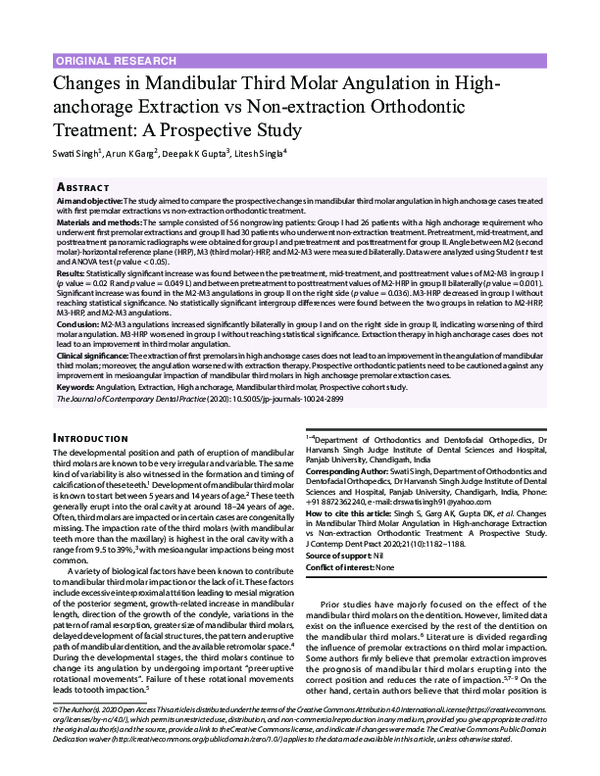 (PDF) Changes in Mandibular Third Molar Angulation in High-anchorage ...