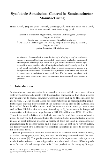 (PDF) Symbiotic Simulation Control in Semiconductor Manufacturing