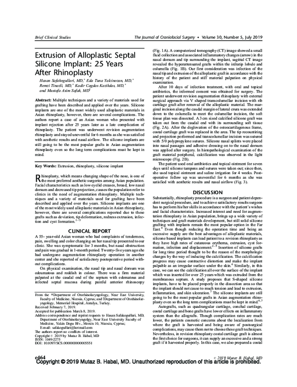 (PDF) Extrusion of Alloplastic Septal Silicone Implant