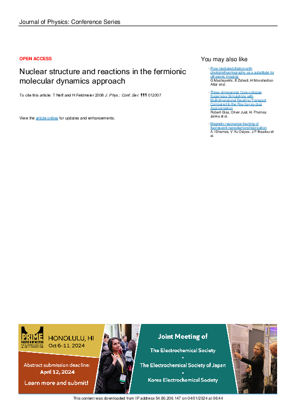 (PDF) Nuclear structure and reactions in the fermionic molecular ...