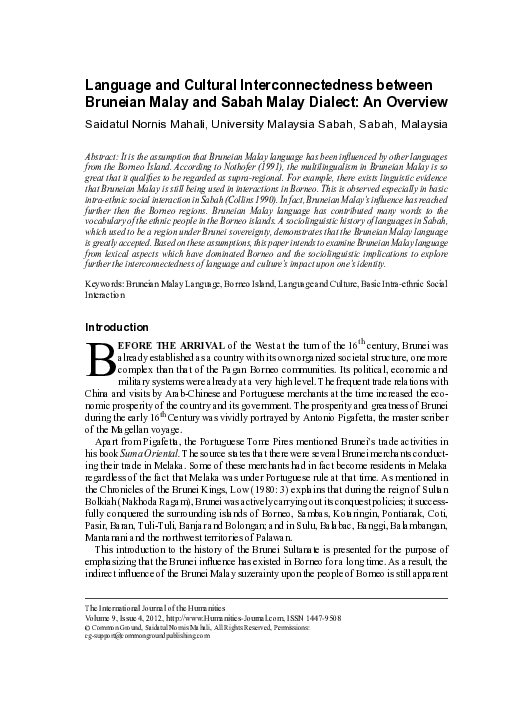 (PDF) Language and Cultural Interconnectedness between Bruneian Malay ...