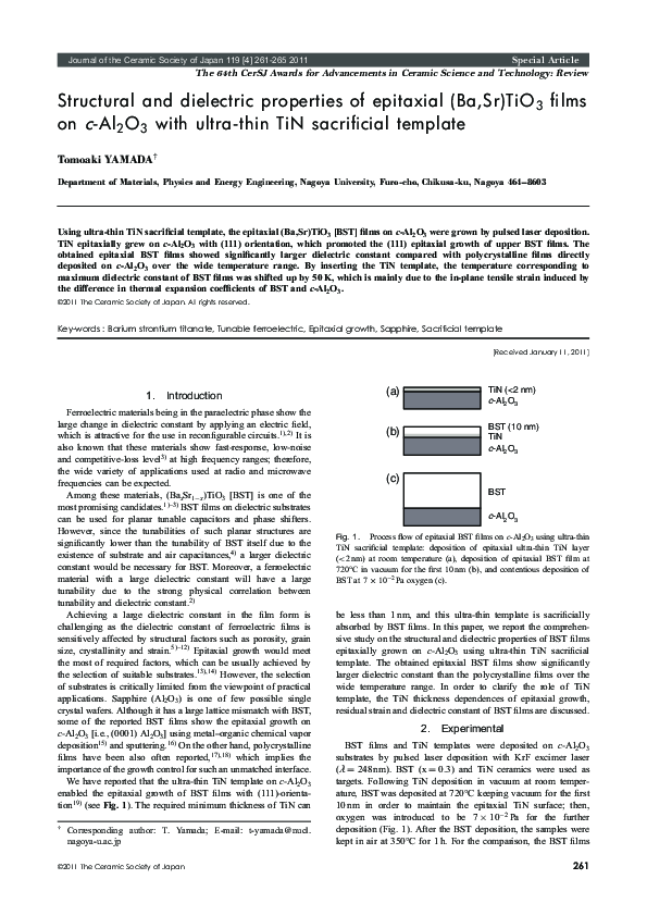 (PDF) Structural and dielectric properties of epitaxial Ba1−xSrxTiO3 ...