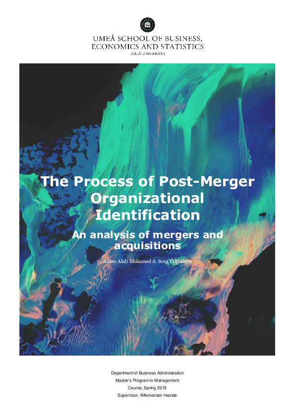 (PDF) The Process of Post-Merger Organizational Identification : An ...