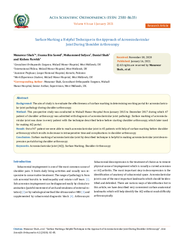 (PDF) Surface Marking a Helpful Technique in the Approach of ...