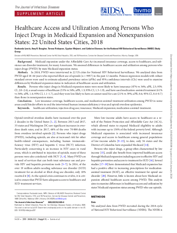 (PDF) Healthcare Access and Utilization Among Persons Who Inject Drugs ...